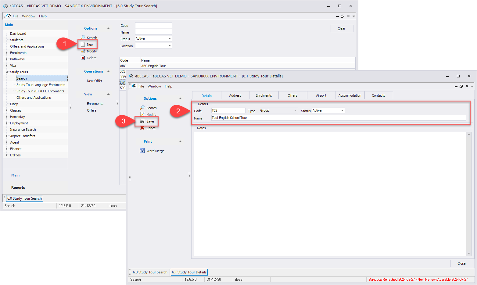 Create and Edit Study Tour Groups